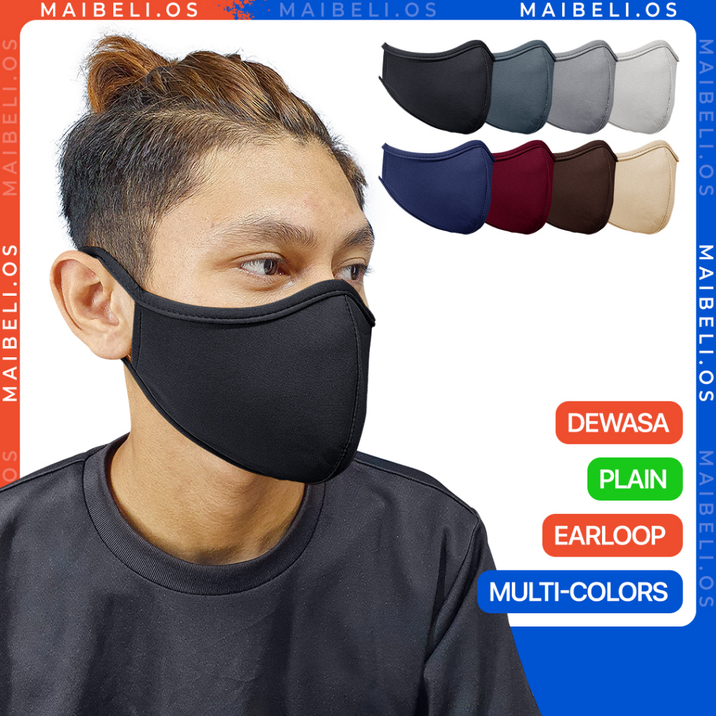 Face Mask Plain Earloop Fabric For Men Lelaki | Washable Vaksin Pelitup ...