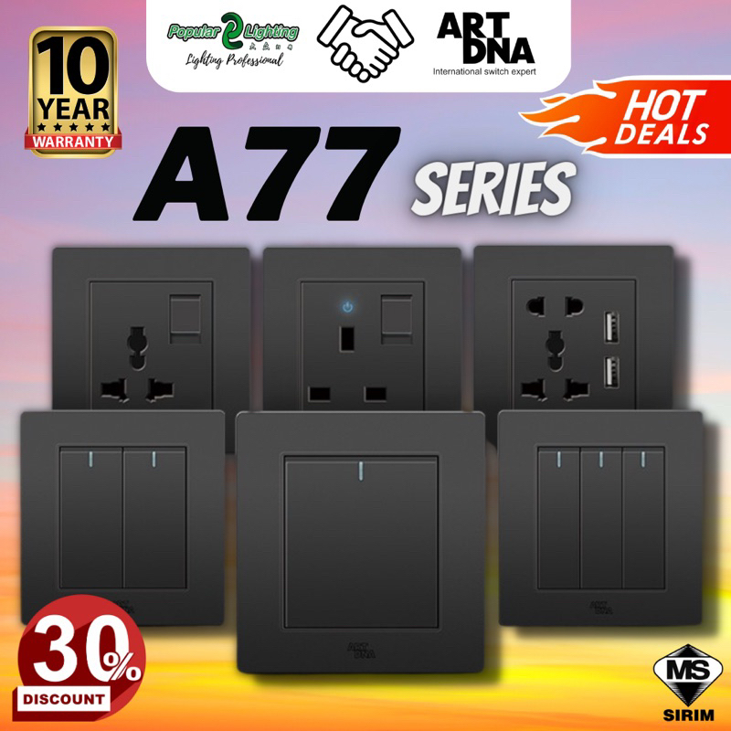 [SIRIM] Art Dna A77 Series Socket and Wall Switch Slim Modern Switch ...