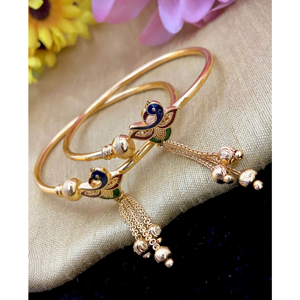 New Adjustable Kadali Bangles with Peacock design Set of 2\ready stock ...