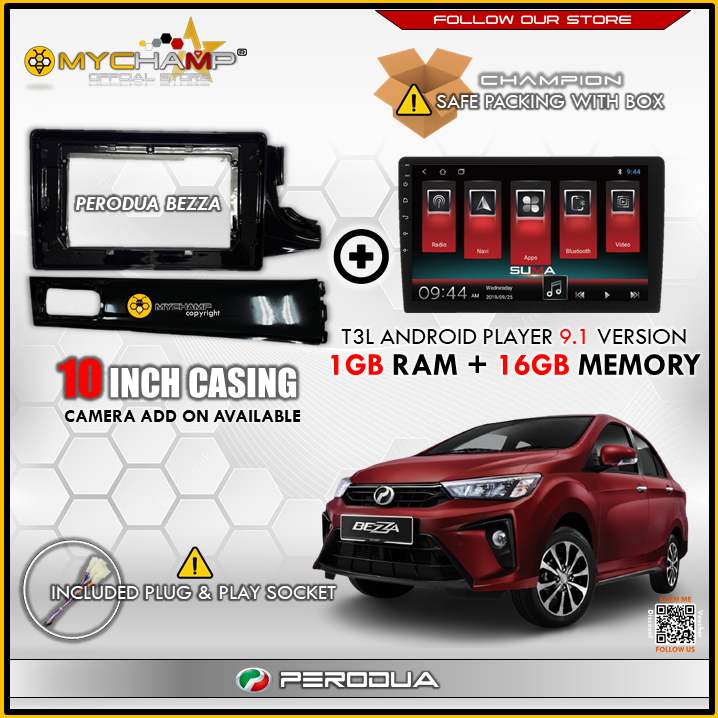 Perodua Bezza SUMA 10" Inch Player + Casing (Set) Mirrorlink Android 9. ...