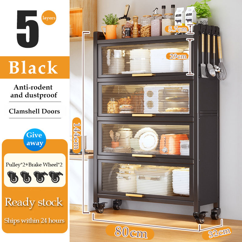 Kitchen Storage Cabinet Multi-layer Carbon Steel Organizer Rack Grey ...