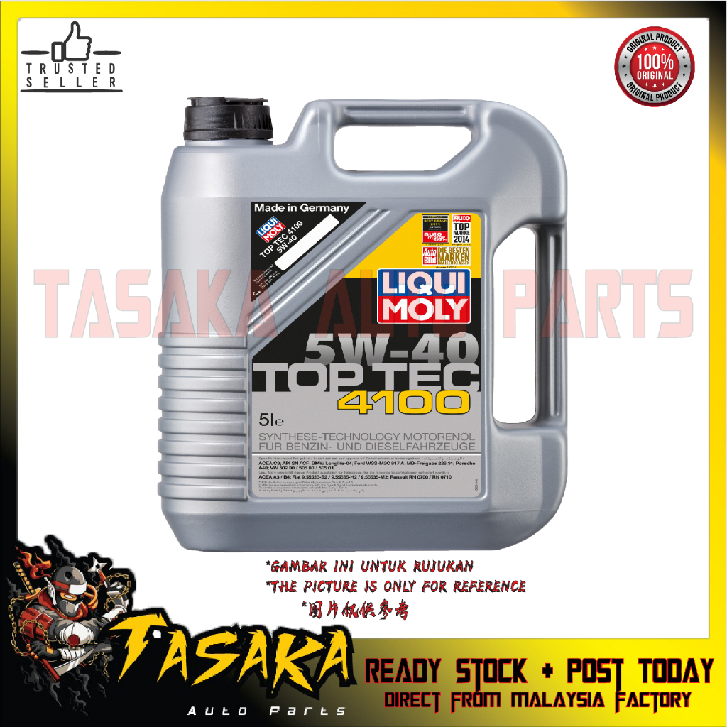 LIQUI MOLY Fully Synthetic Engine Oil TOP TEC 4100 5W40 (5L)-2195 ...