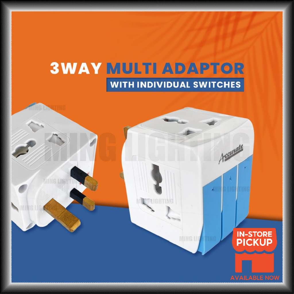 13A 3 Way Multi Adaptor Extension Universal Adapter Neon Light UK Fuse ...