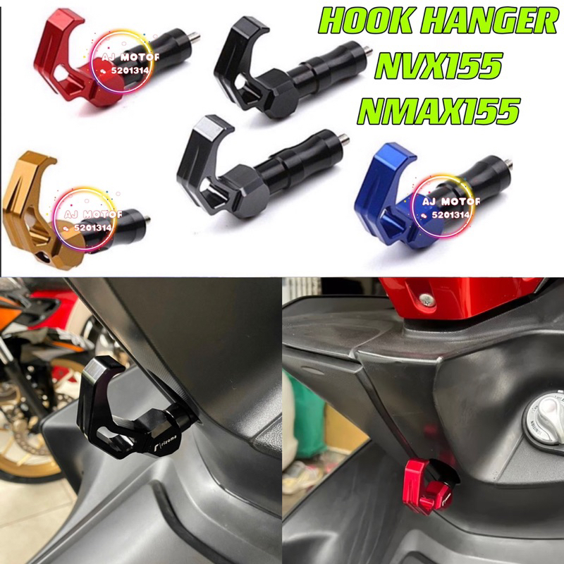 YAMAHA NVX155 NMAX155 V1 V2 V3 HOOK HANGER ALLOY NVX NMAX BRACKET TAPAK GANTUNG HOLDER TOPI ...