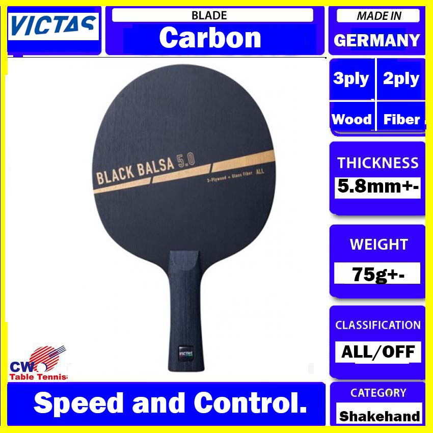 Victas - Black Balsa 5.0 (Formerly known as TSP Black Balsa 5.0) TABLE TENNIS BLADE PADDLE pING ...