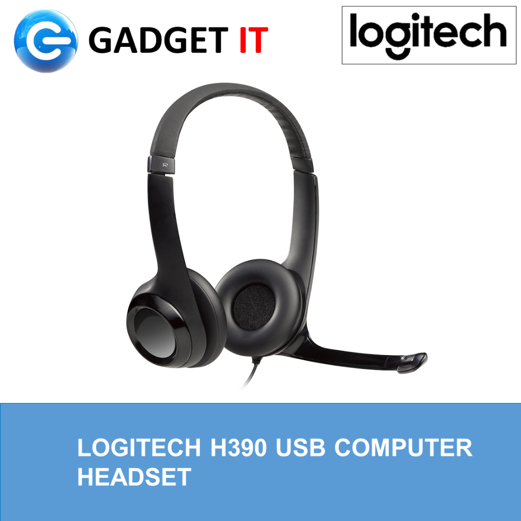 LOGITECH H390 WIRED HEADSET FOR PC/LAPTOP, STEREO HEADPHONES WITH NOICE ...