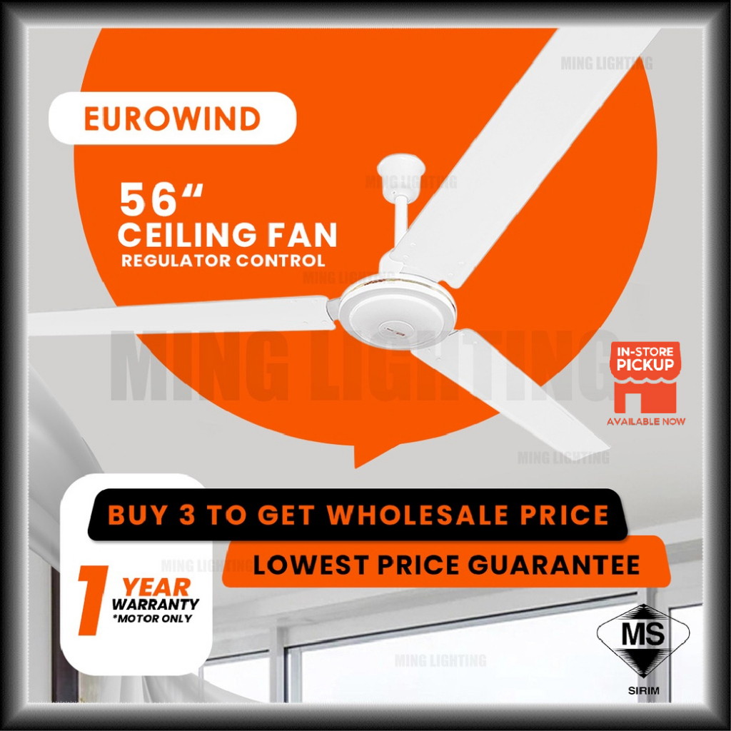 (Sirim) EUROWIND Ceiling Fan 56" Fans 3 Metal Blades 5 Speed Motor ...