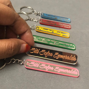 Keychain Acrylic Mirror Colour - Custome Made Nama Engrave/Keychain ...