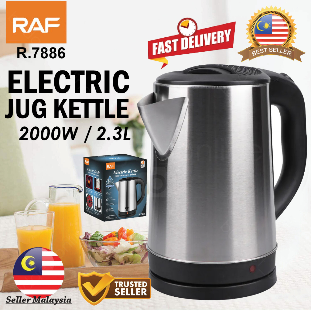 RAF 2.3L Cordless Electric Jug Kettle 2000W Fast Boiling 360° Rotating ...