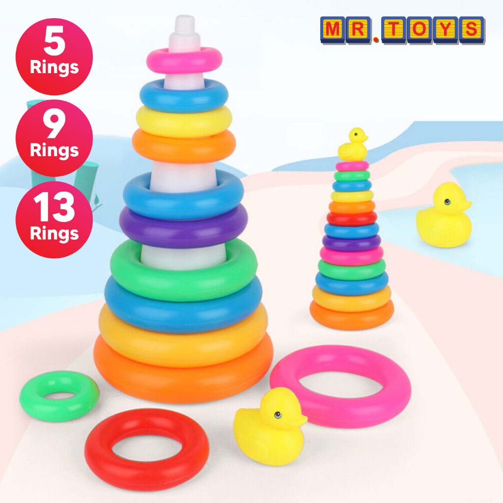 Rainbow Stacking Rings Toys for Baby Toddler Puzzle Toss Ring Toy ...