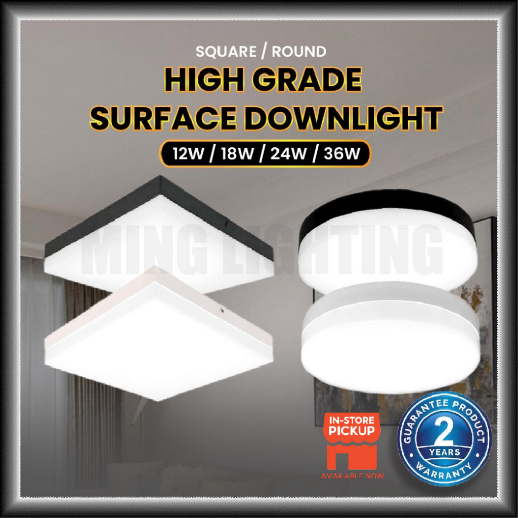 Surface Downlight LED 12W 18W 24W 36W Lampu Siling Rumah Black White ...