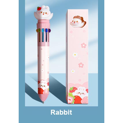 10 in 1 Cartoon Pen 10 color Retractable Bear Rabbit ten colors kids ...