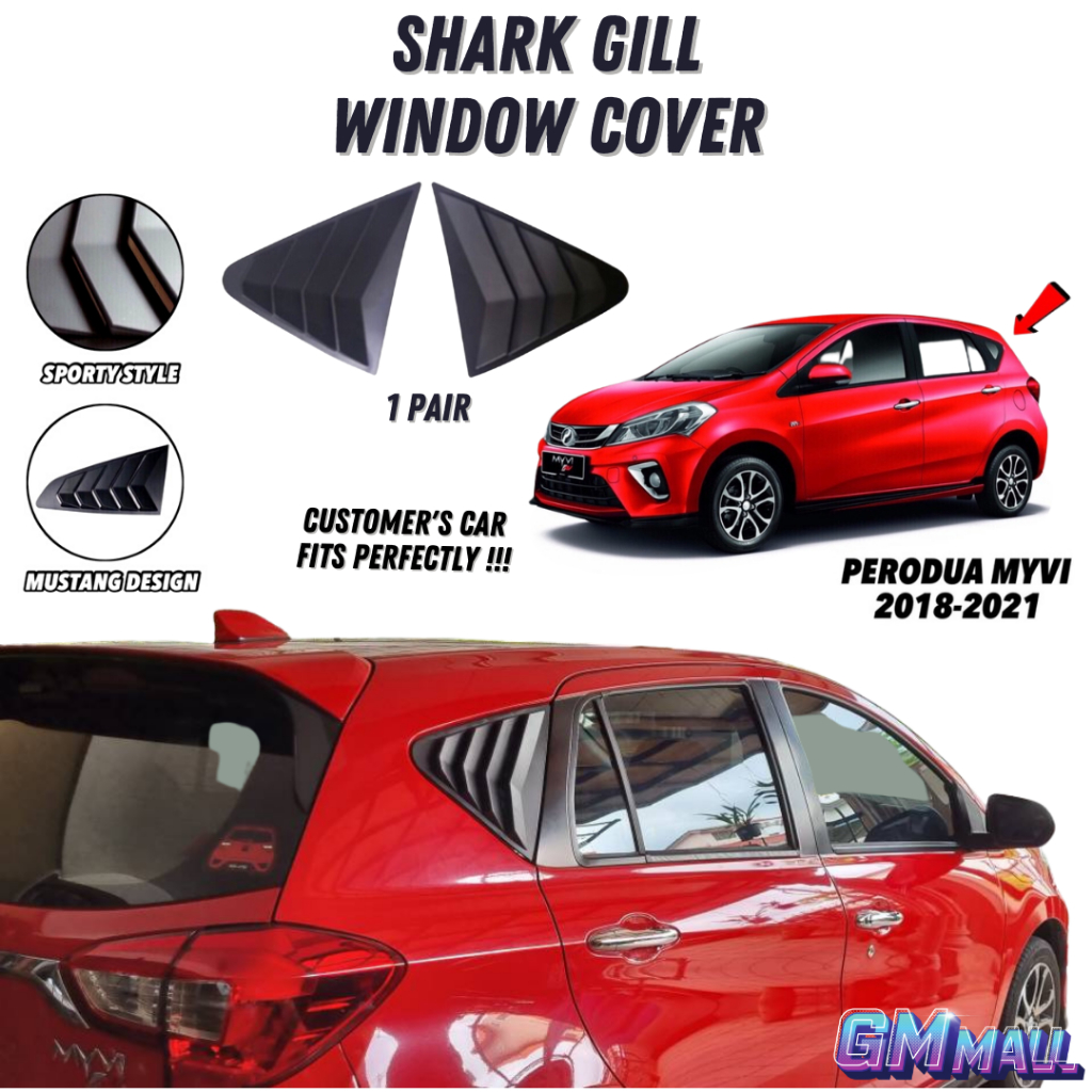 NEWPERODUA MYVI MUSTANG Shark Gill Window Louver Cover Cermin Tingkap ...