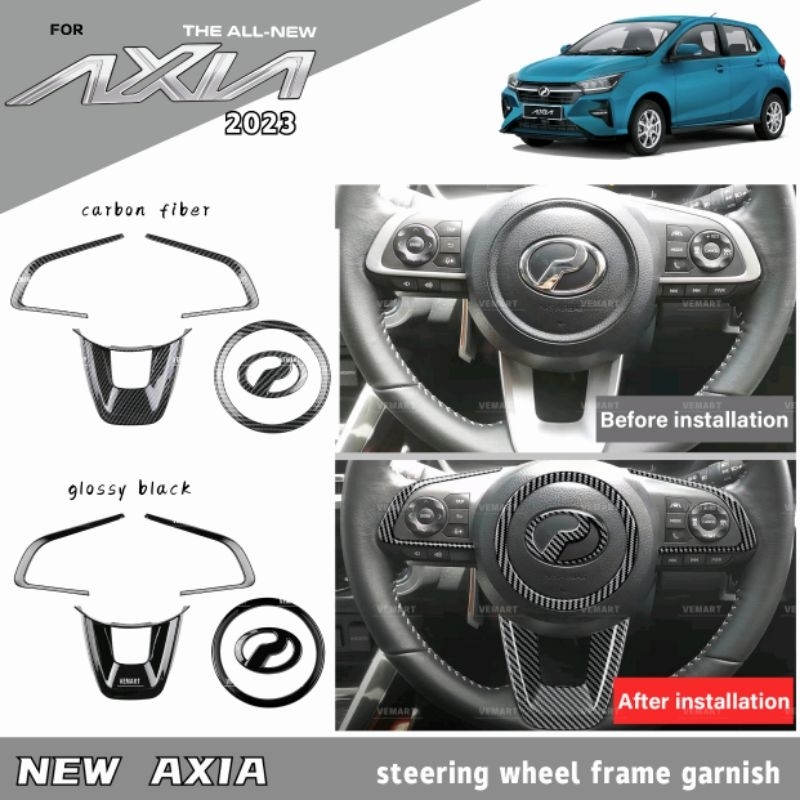 Vemart new axia 2023 carbon fiber steering wheel frame cover garnish ...