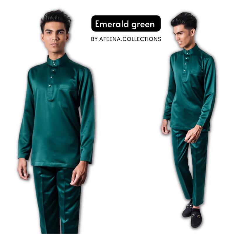 BAJU MELAYU MODERN SLIM FIT EMERALD GREEN ROYAL BLUE BURGUNDY RED CHILI ...