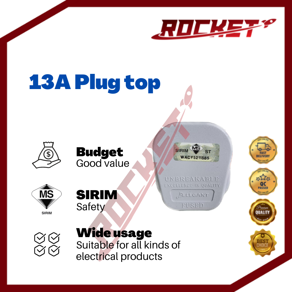 13A Plug Top uk 3pin SIRIM Belegant Fuse Plug Top suis SIRIM Heavy duty ...