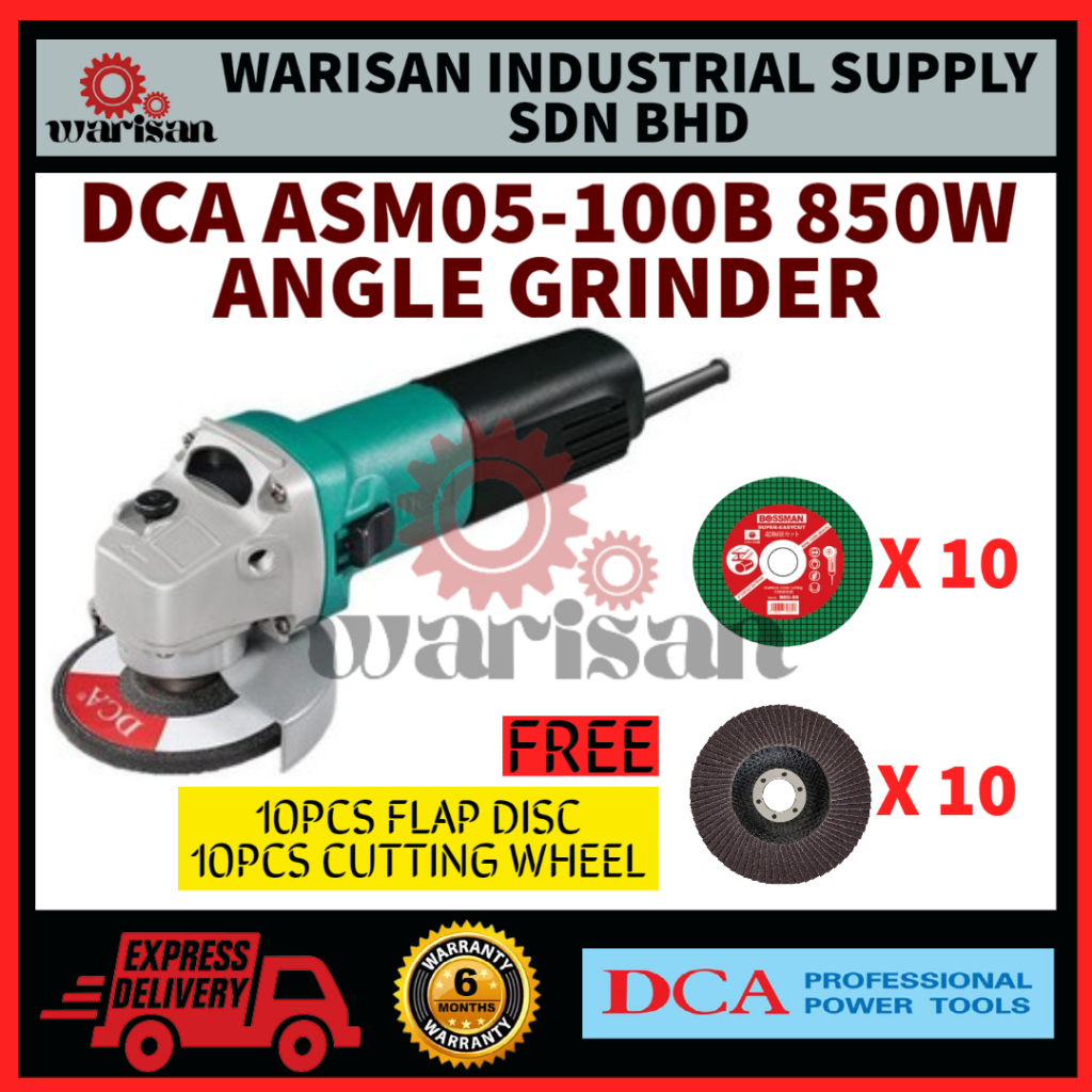 DCA ASM05-100B 4" ANGLE GRINDER 850W free 10pcs FLAP DISCS and 10pcs CUTTING WHEEL | Shopee Malaysia
