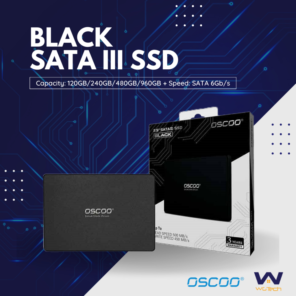 Oscoo Black SATA III Solid-State Drive SSD(120GB 240GB 480GB 960GB) 2.5 ...