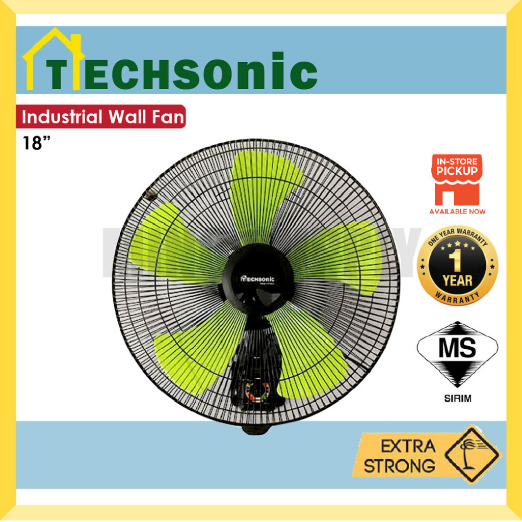MS_ SIRIM Techsonic 18" Industrial Wall Fan Heavy Duty 3/5 Metal Blades ...