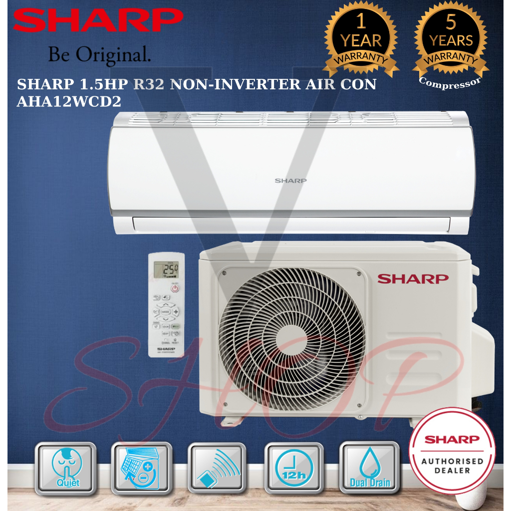 SHARP 1.5HP NON-INVERTER R32 AIR CONDITIONER AHA12XCD // AHA12WCD2 | Shopee Malaysia