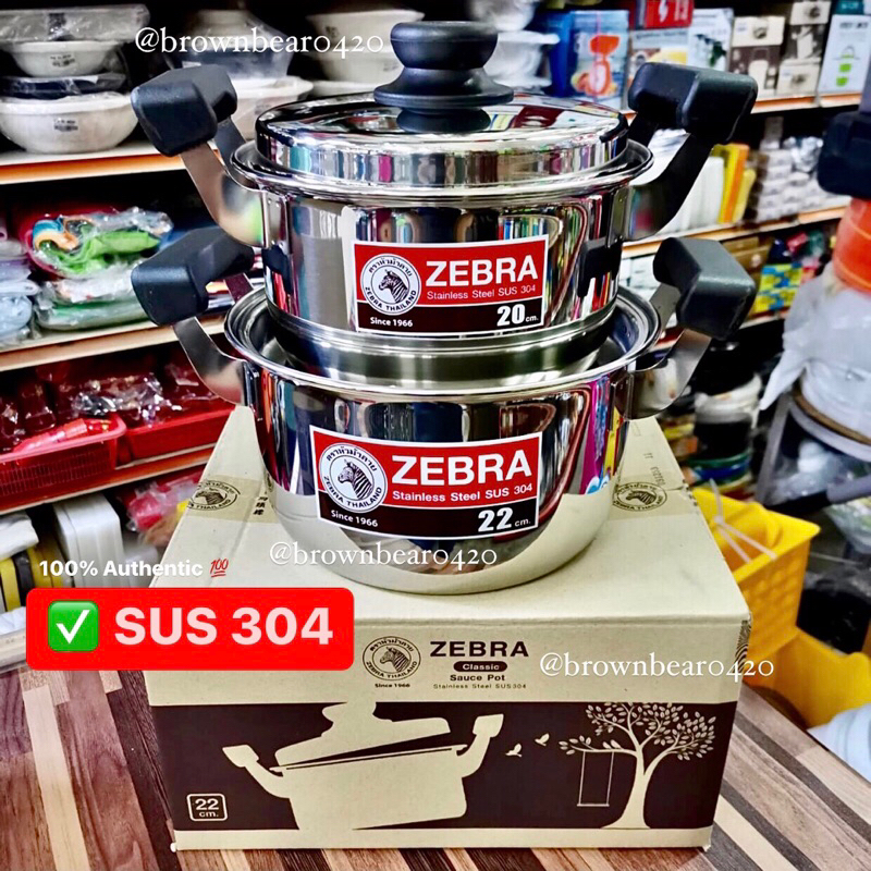【ZEBRA】SUS 304 Horse Stainless Steel Double Handle Cooking Pot / Periuk ...