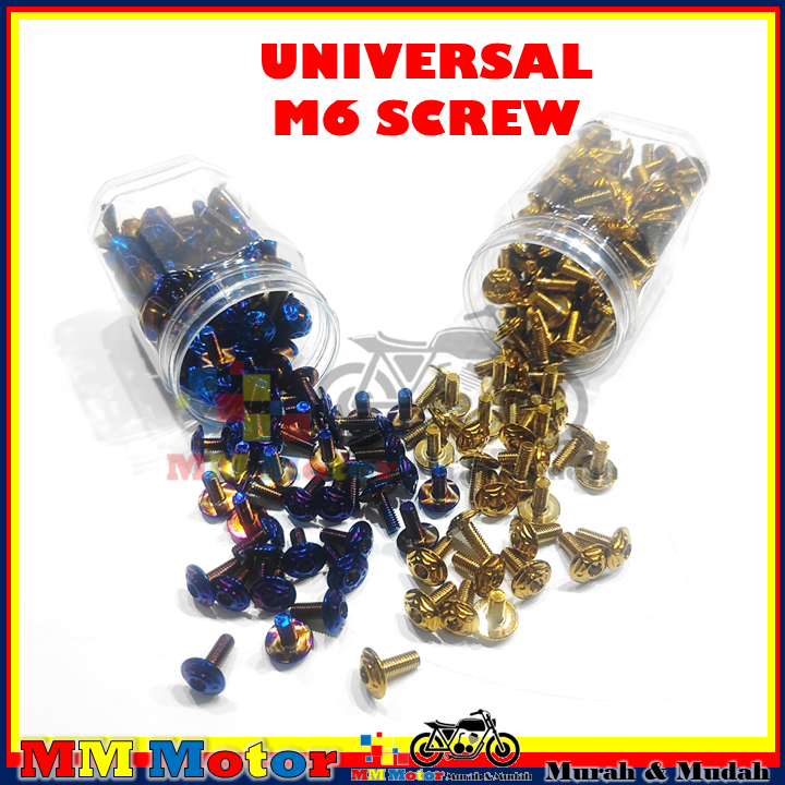 1 PCS UNIVERSAL M6 X 15 HEAVY DUTY SCREW TITANIUM GOLD SKRU REAR FENDER ...