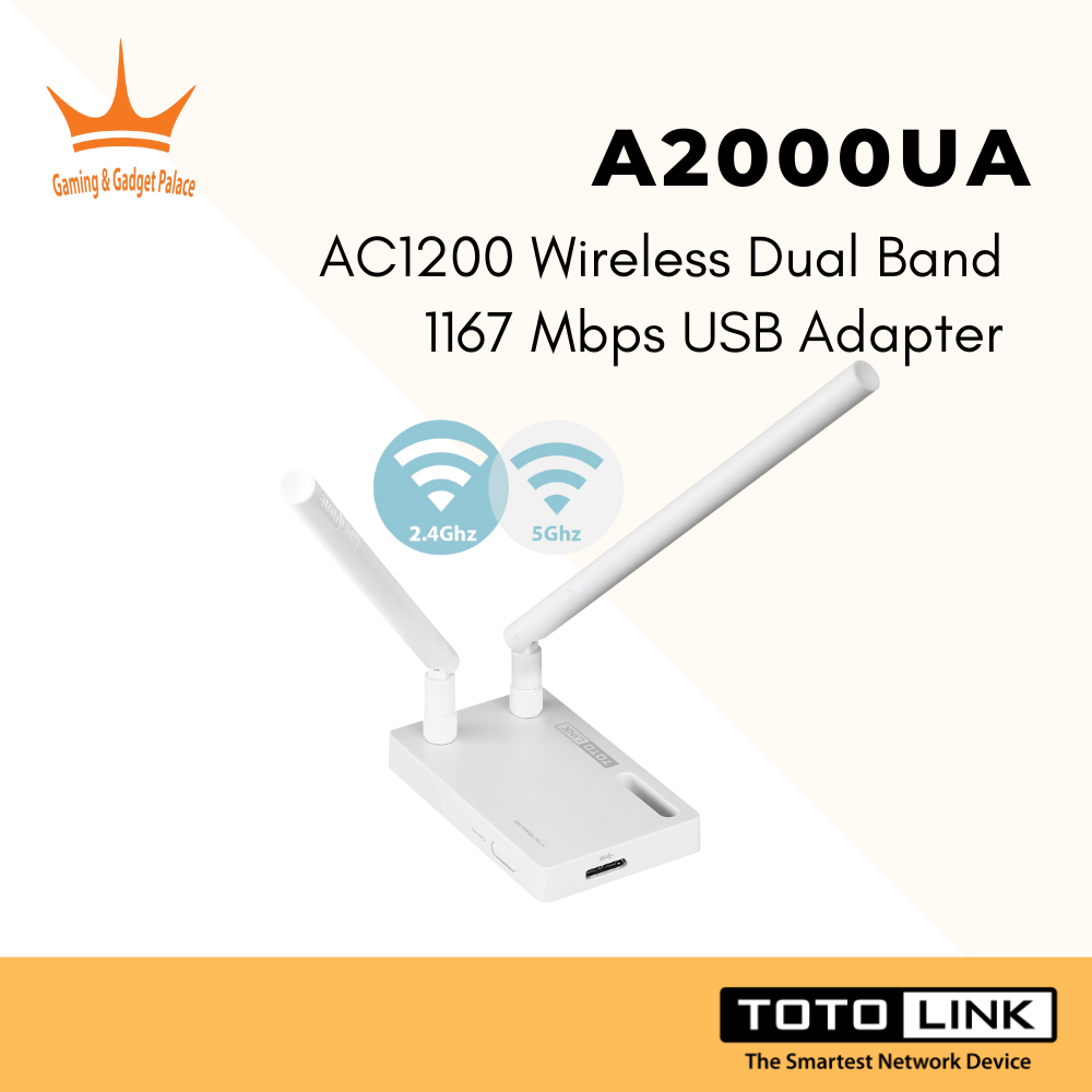 TOTOLINK A2000UA AC1200 Mu-Mimo Wireless Dual Band Wifi USB Adapter ...