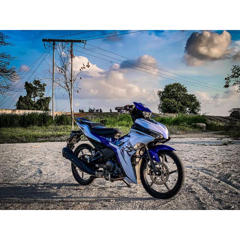 COVER SET Y16zr white blue / Body cover Y16 zr siap tampal sticker ...