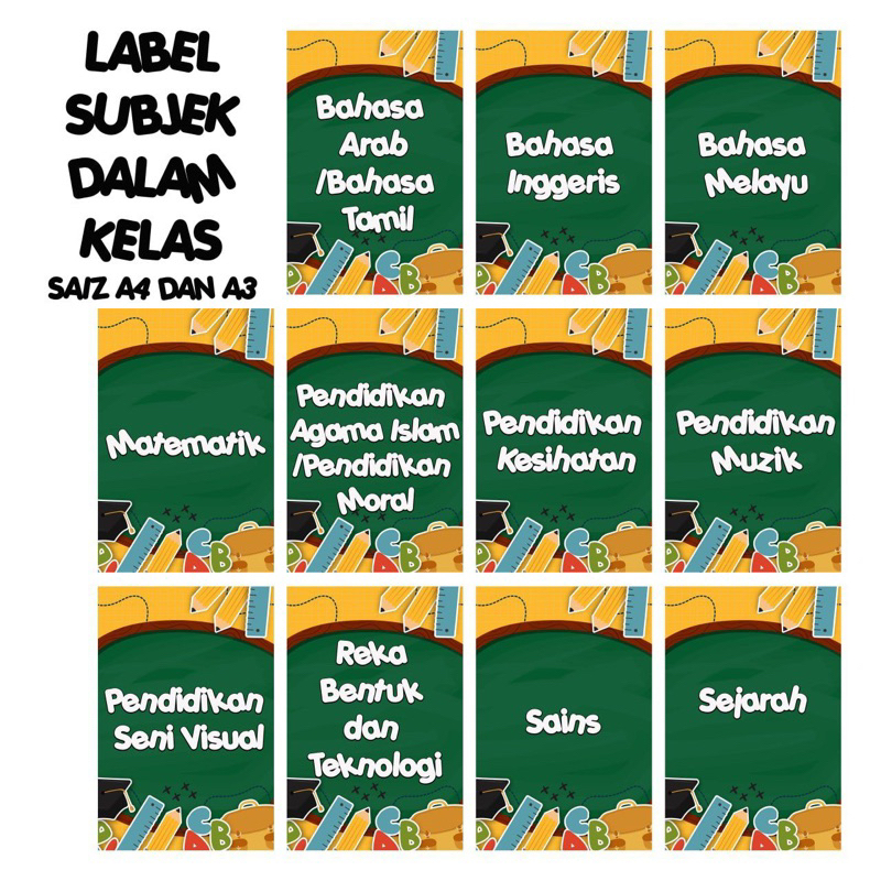 SET LABEL SUBJEK MATA PELAJAAN SEKOLAH RENDAH | Shopee Malaysia