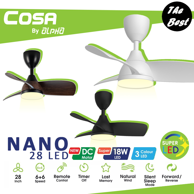 ALPHA Cosa Nano 28 Inch LED DC Motor Remote Control Ceiling Fan ...