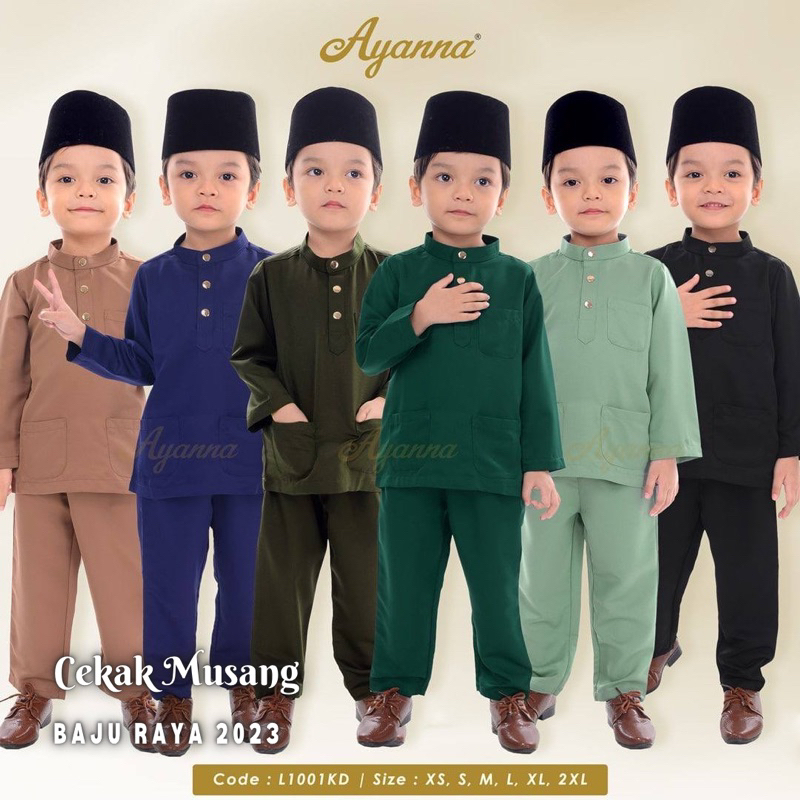 Cekak Musang L1001KD - Baju Melayu Moden Cekak Musang. Baju Melayu Sedondon Ayah Anak. Baju Raya ...