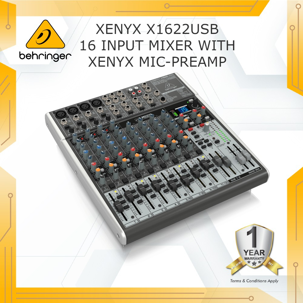 BEHRINGER XENYX X1622USB Premium 16-Input 2/2-Bus Mixer with ...