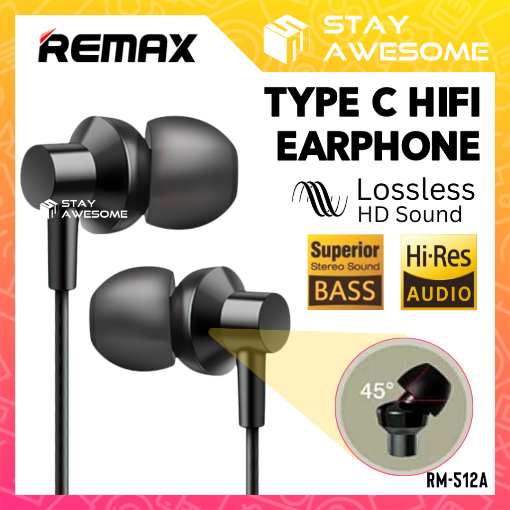 REMAX Original Type C Bass Earphones USB C In Ear With Built In Mic ...