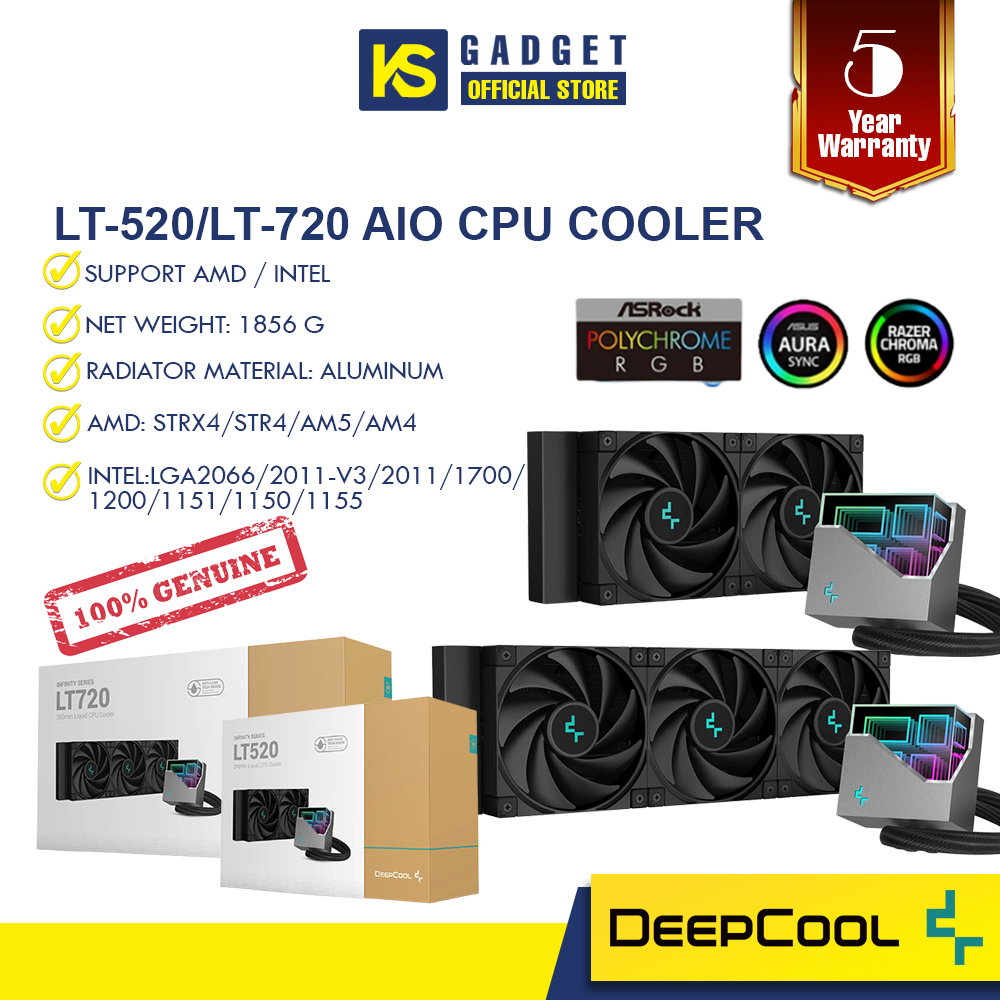 DeepCool LT720/LT520 240mm/360mm All-In-One CPU Liquid Cooler | Shopee ...