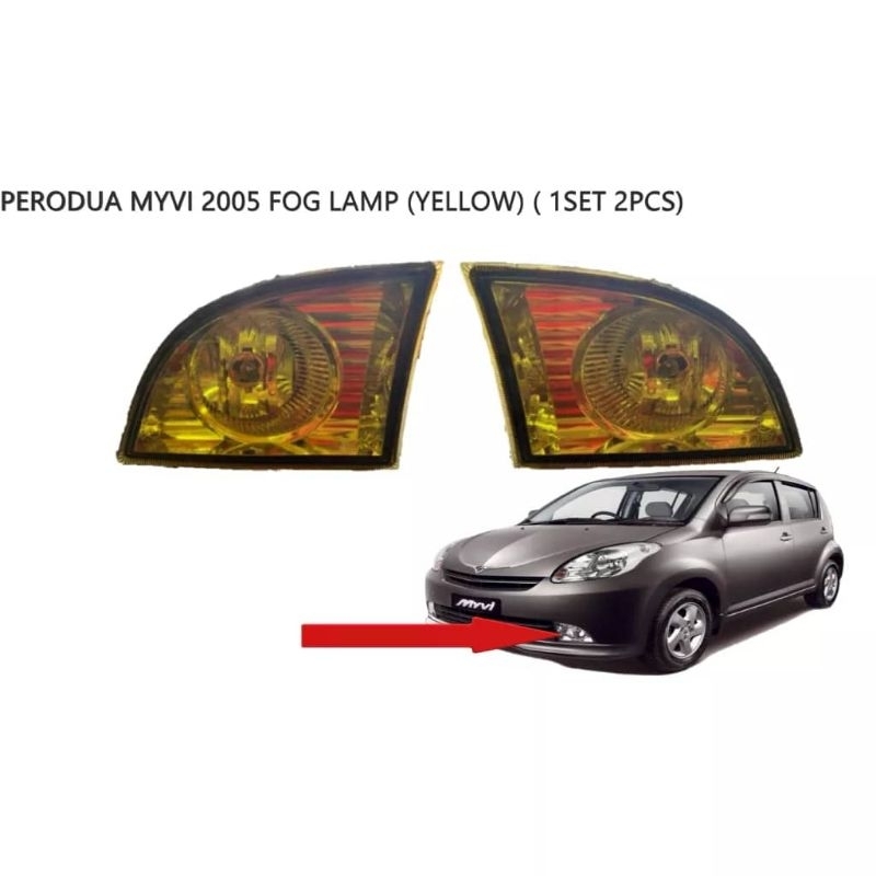 Perodua Myvi 2005 - 2007 Fog Lamp Sport Light Yellow Kuning | Shopee ...