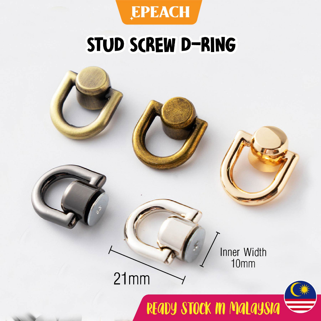 epeach Stud Screw 1pc D Ring Alloy Buckle | Handbag Bag Purse Leather ...