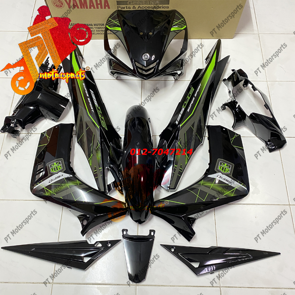 Yamaha LC 135 V1 Cover Set Full Black Hitam Hijau Lumut Raptor Blue ...