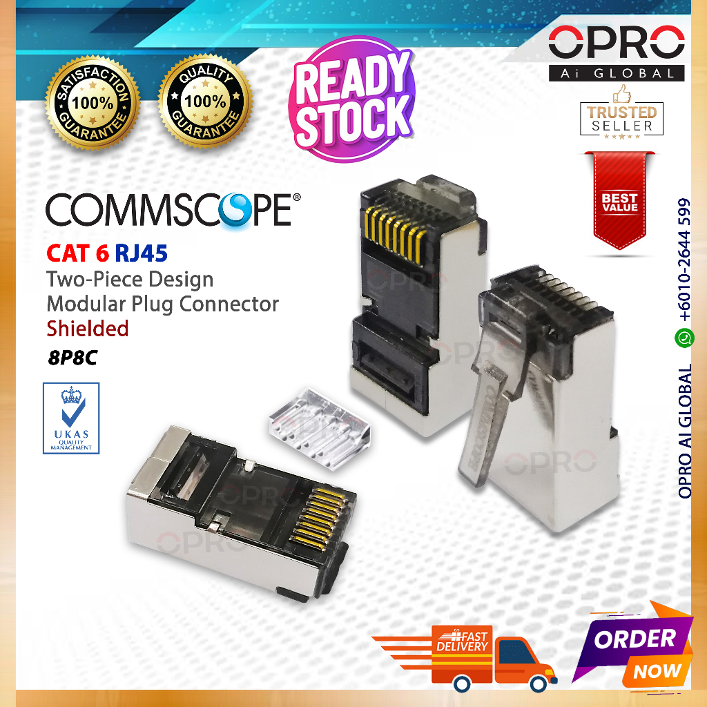RJ45 Cat6 Shielded Modular Plug Network 8P8C Connector 2-pieces set [1 ...