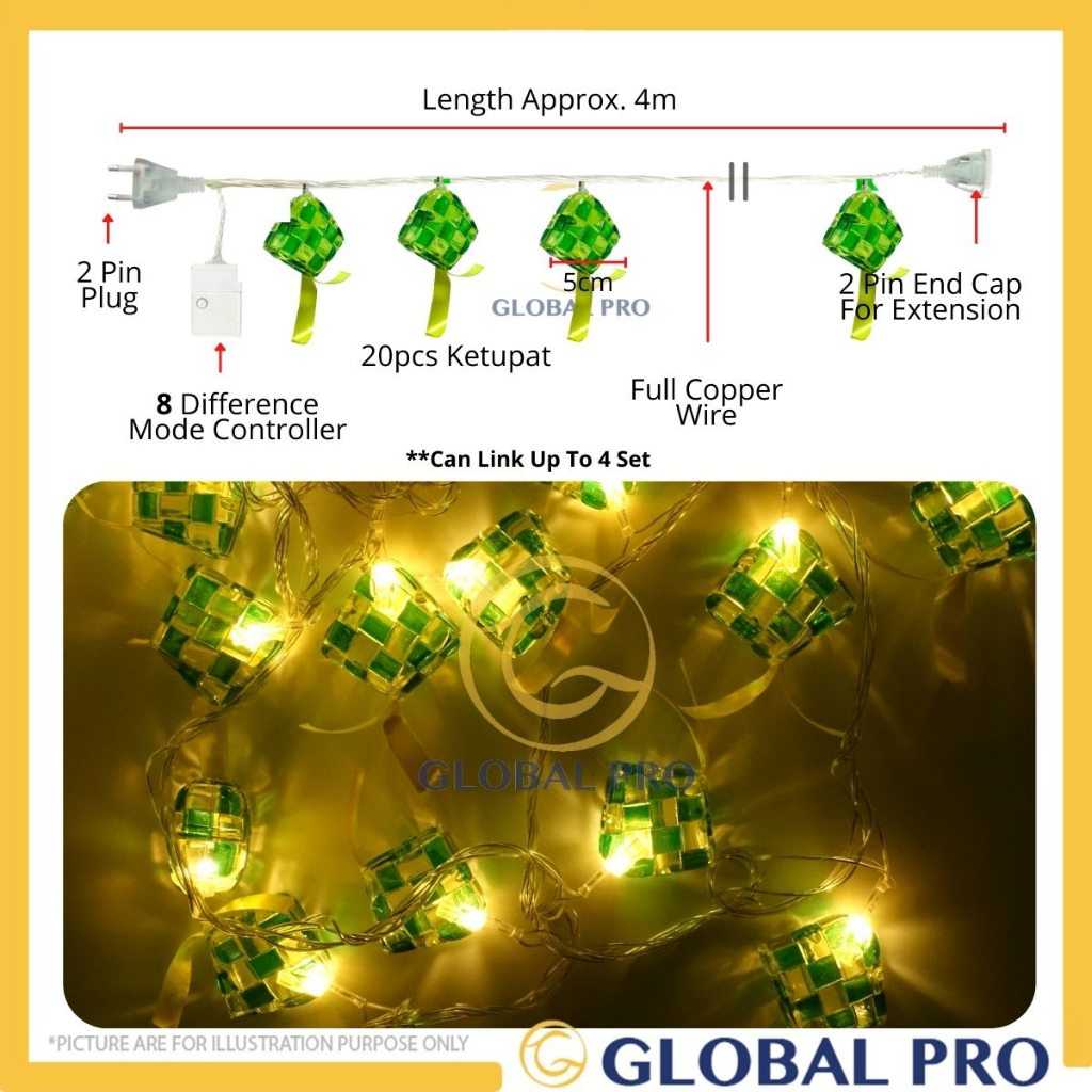 [RAYA 2025] 20L 4M 3D Crystal Lampu Ketupat LED Chasing Decoration ...