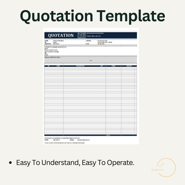 QUOTATION EXCEL FORMAT FORMAT EXCEL SEBUT HARGA 报价单格式 | Shopee Malaysia