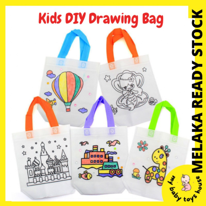 Kids DIY Colouring Non Woven Bag Kids Diy Art and Craft Beg Mewarna ...