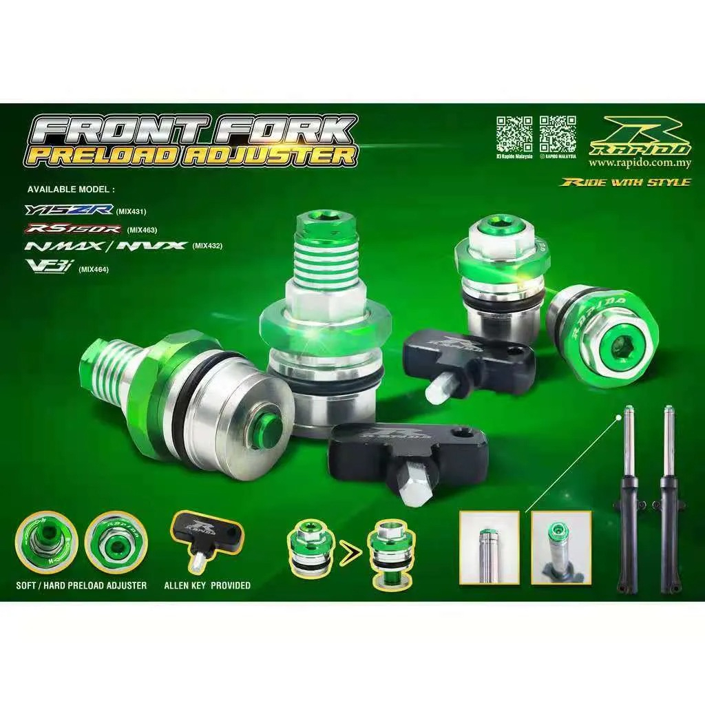 Rapido Yamaha Y15ZR / NMAX / NVX / RS150R / SYM VF3i Front Fork Preload ...