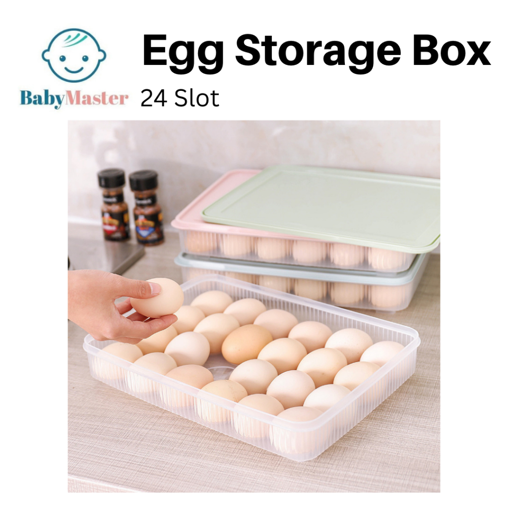 24 Grid Egg Box Container Plastic Tupperware Egg Fresh Keeping Kitchen ...