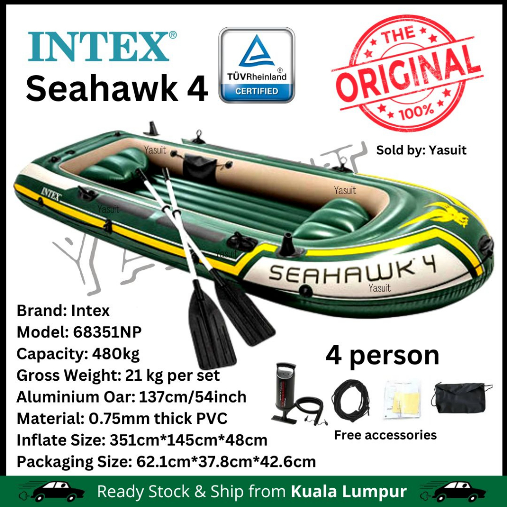 Intex Seahawk Inflatable Boat Kayak 2/3/4 Person 68347, 68380, 68351 ...