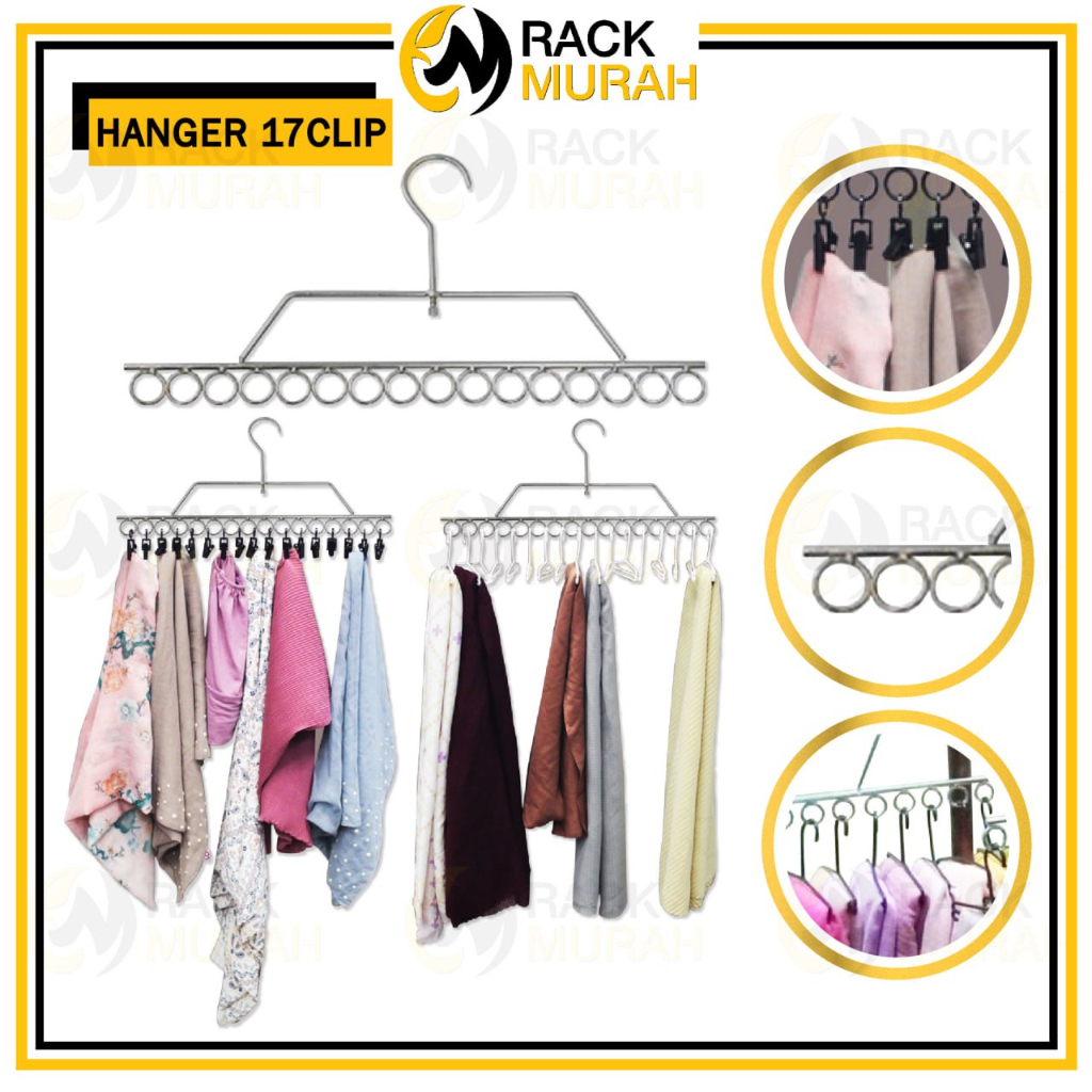 HANGER 17 LUBANG BERKLIP / HANGER BESI 17 HOLES / HANGER TUDUNG 17 ...