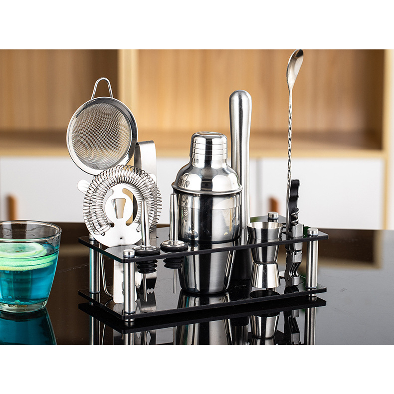 11pcs Bartender Kit Stainless steel cocktail maker set acrylic rack ...