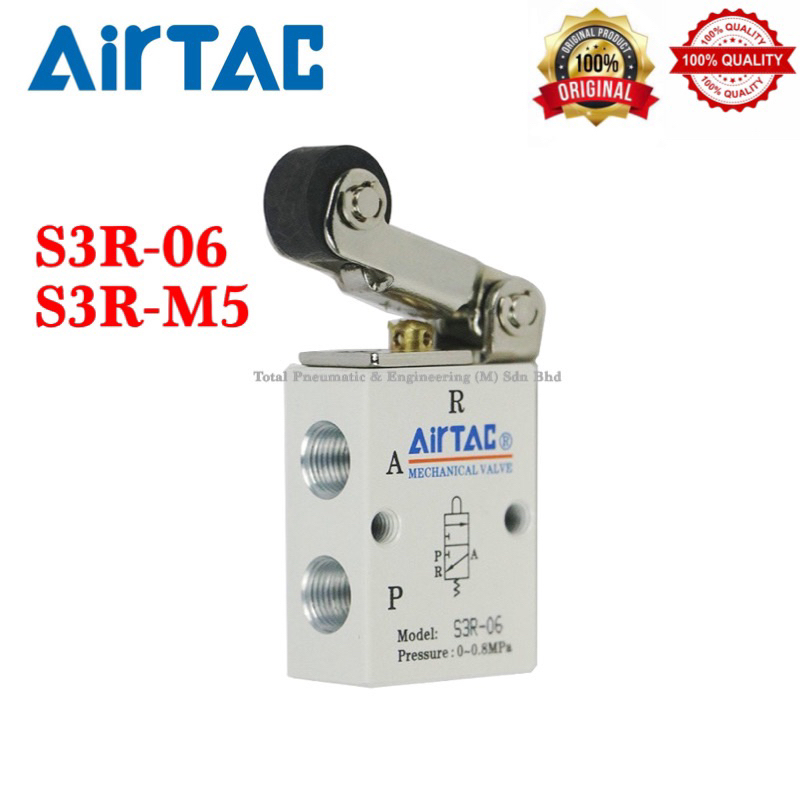 AirTAC S3R-06 S3R-M5 Pneumatic Roller Lever Type Mechanical Valve Air Control Valve | Shopee ...