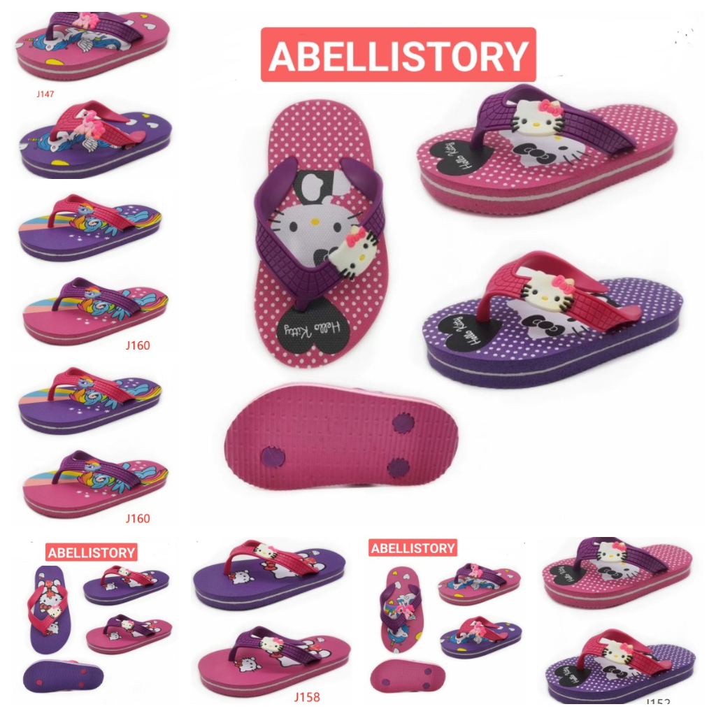 (Abellistory)Girls Cartoon Kids Slippers | Sandals Color | Selipar ...