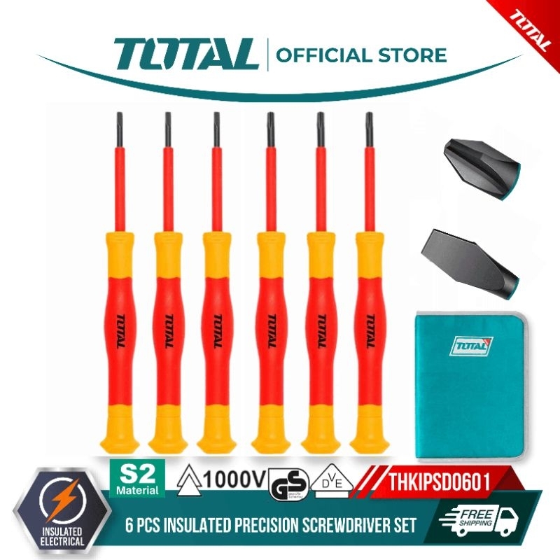 Total Insulated Precision Screwdriver Set (6 Pcs) THKIPSD0601 | Shopee ...