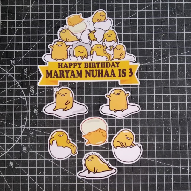 [CUSTOM NAME] Happy Birthday Cake Topper Gudetama Decoration Set Party ...